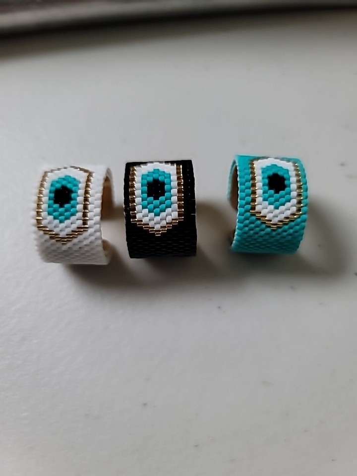 Boho gold stainless steel adjustable lucky evil eye nazar ring festival ...