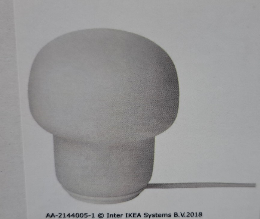 Ikea Tokabo Small Mushroom Table Lamp Colored Glass Opal White | eBay
