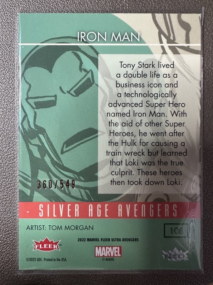 2022 UD Fleer Ultra Avengers #108 Iron Man Silver Age Orange Foil /549 ...