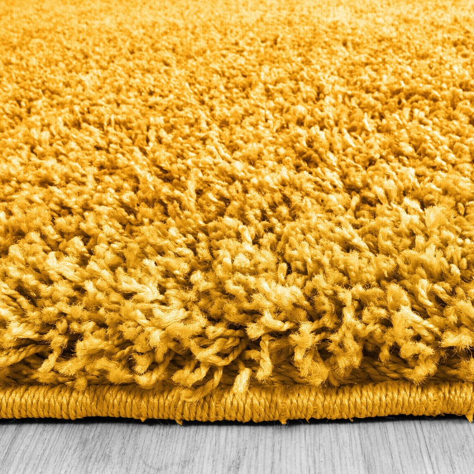 5cm HIGH PILE SMALL LARGE PREMIUM QUALITY SHAGGY RUG OCHRE YELLOW ...