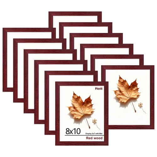 Picrit 8x10 Picture Frame Set of 12, Display 5x7 with Mat 8x10, Dark ...