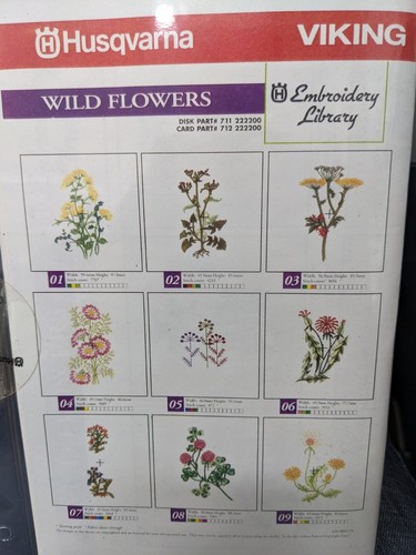 Husqvarna Viking Embroidery Library WILD FLOWERS 3.5" Disk for Designer ...
