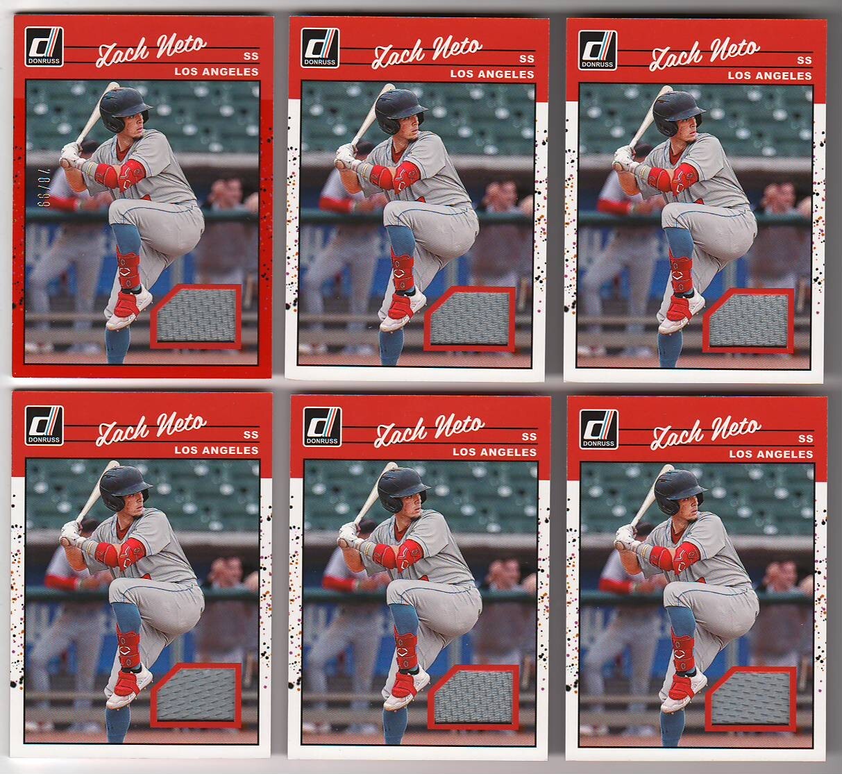 x6 Zach Neto 2023 Donruss Game Used Jersey SN#d/99 Rookie Card RC lot ...