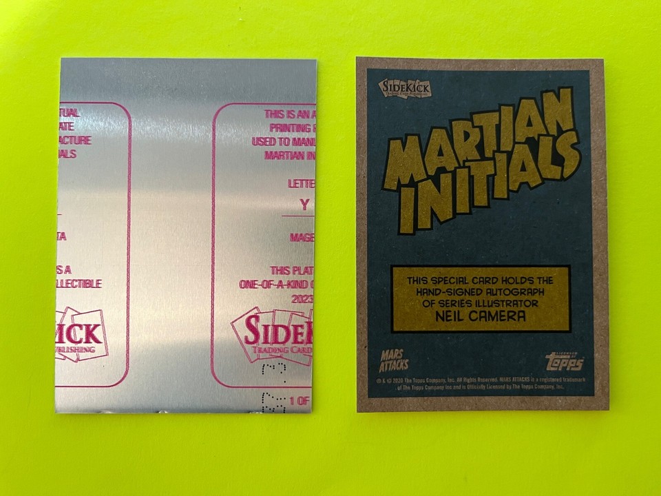 2023 Topps Sidekick MARTIAN INITIALS Printing Plate "Y" + Neil Camera ...