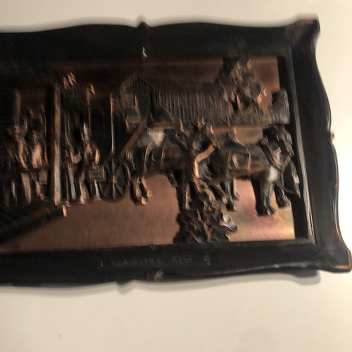 Vtg Coppercraft Guild Wall Plaque 14" x 10" Travelers Rest Retro Decor ...