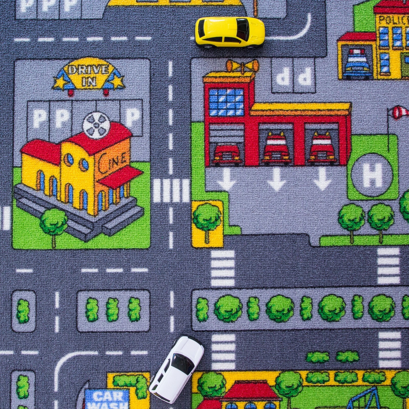 Children's Kids Rugs Town Road Map Town Cars Toy Rug Play Room Mat 95 x ...