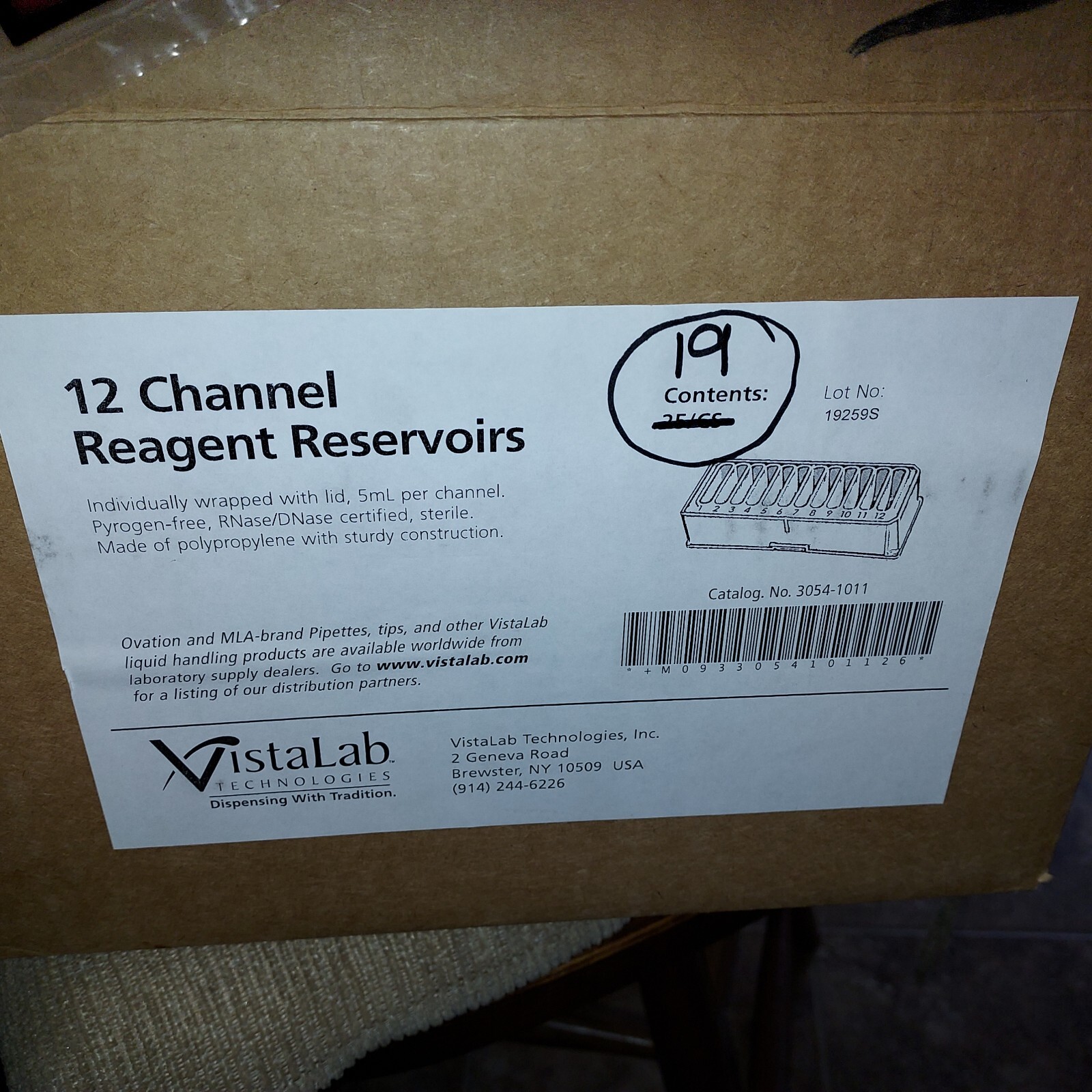 Case of 19- VistaLab 12-Channel Reagent Reservoir with Lid , Sterile | eBay