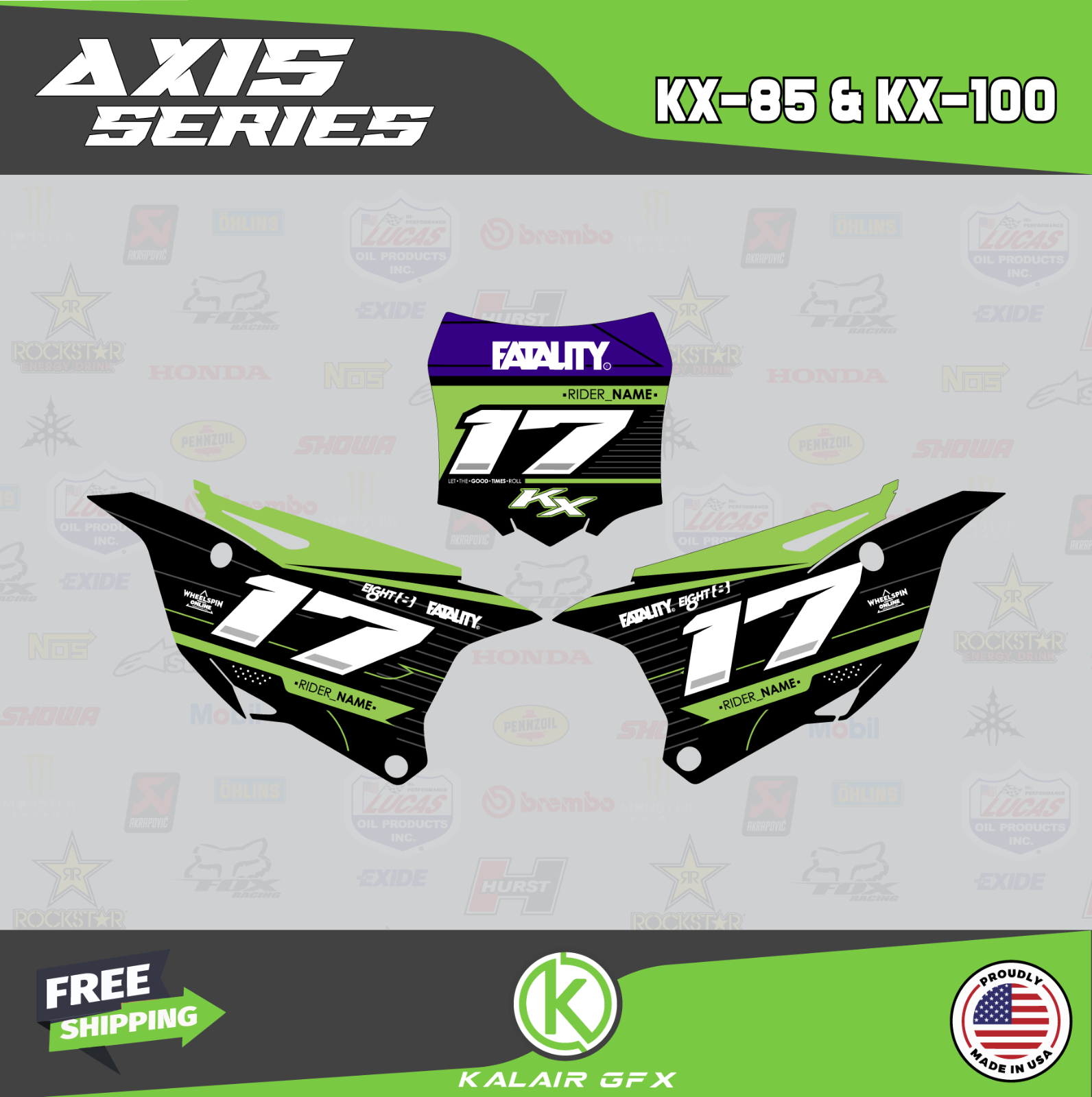 Graphics Kit for Kawasaki KX85 KX100 (2014-2021) KX 85 KX 100 Axis ...