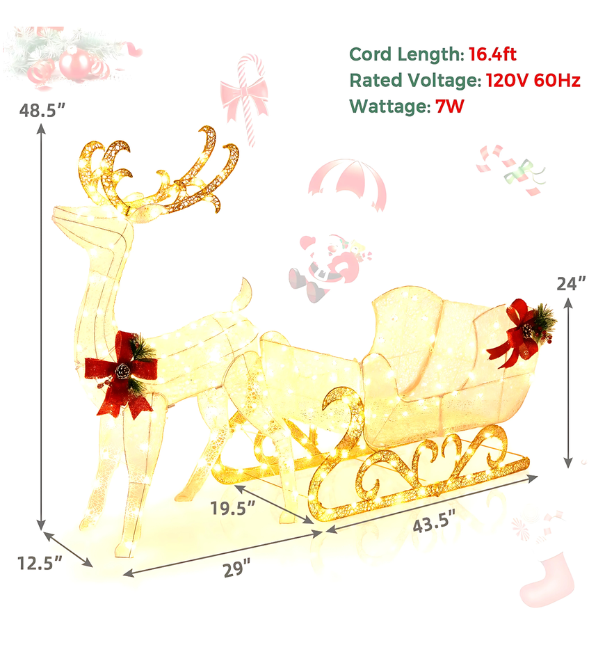 Christmas 6ft Reindeer Decoration Large Light LED Stag Ornaments Light ...