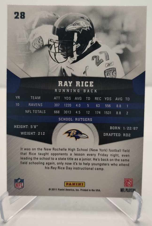 2011 Panini Gridiron Gear #28 Ray Rice Baltimore Ravens football card ...