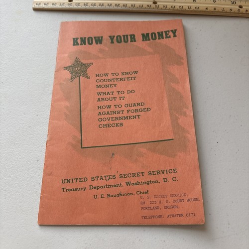 Vintage Know Your Money Secret Service Treasury Dept Crime Prevention ...
