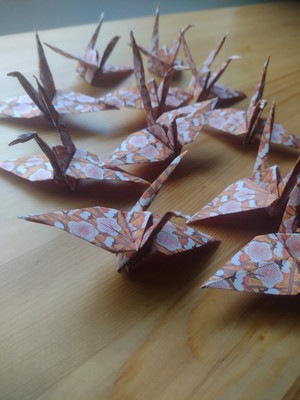12 X Floral Pre Made origami paper Cranes For Weddings | eBay