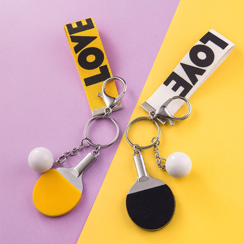 Ping Pong Ball Key Chain Table Tennis Racket Key Ring Bag Pendant ...