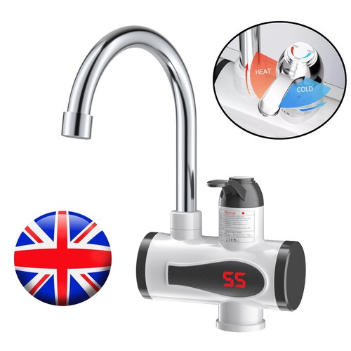 360° LED Electric Heater Faucet Tap Instant Hot Water Bathroom Kitchen ...
