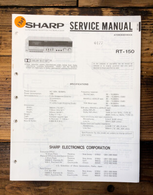 Sharp RT-150 Cassette Service Manual *Original* | eBay