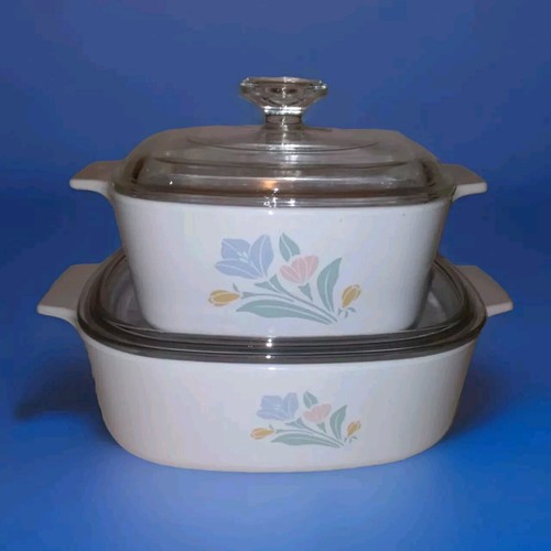 Vintage Corning Ware Pyrex Pastel Friendship Square Casserole Dish Set ...