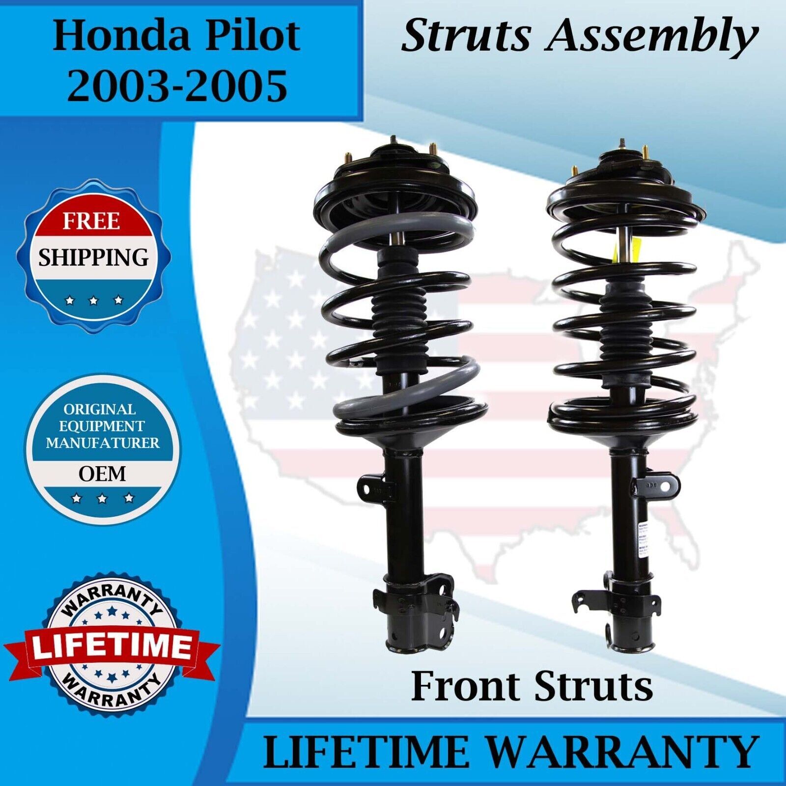 Monroe OEM Front Left & Right Struts For 2003-2005 Honda Pilot Lifetime ...