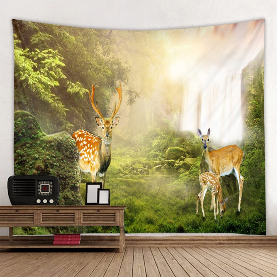 Deer Tapestry Wall Hanging Rugs Home Decorative Carpet for Bedroom ...