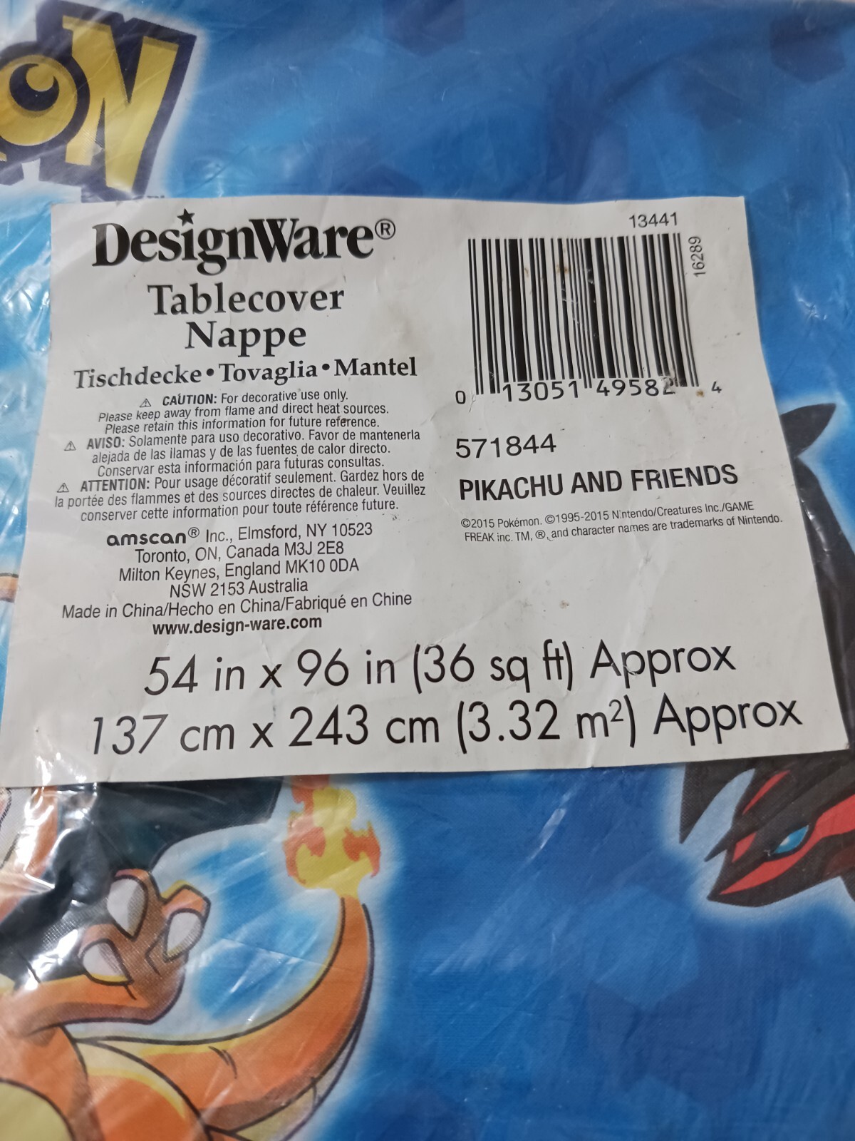 American Greetings Pokemon Plastic Table Cover 54 X 96in Kitchen ...