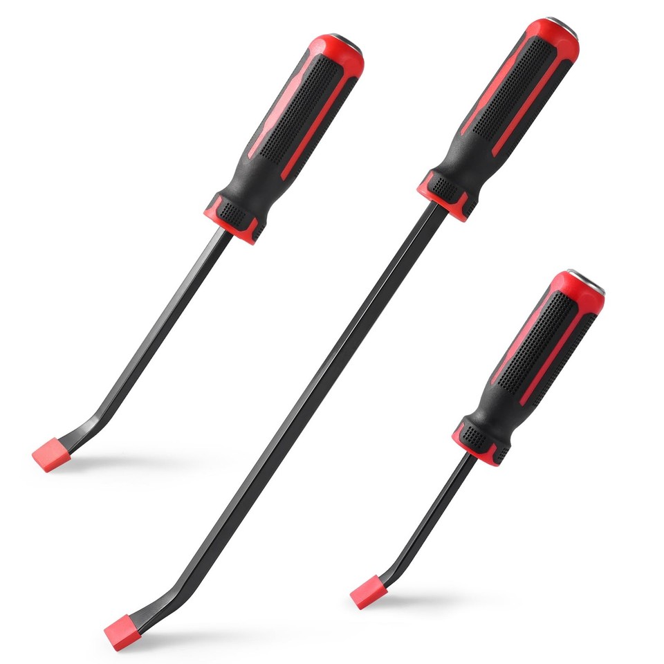 3 Pry Bar Set 8” 12” 18” Strike Cap Prying Angled Lifting Pulling ...