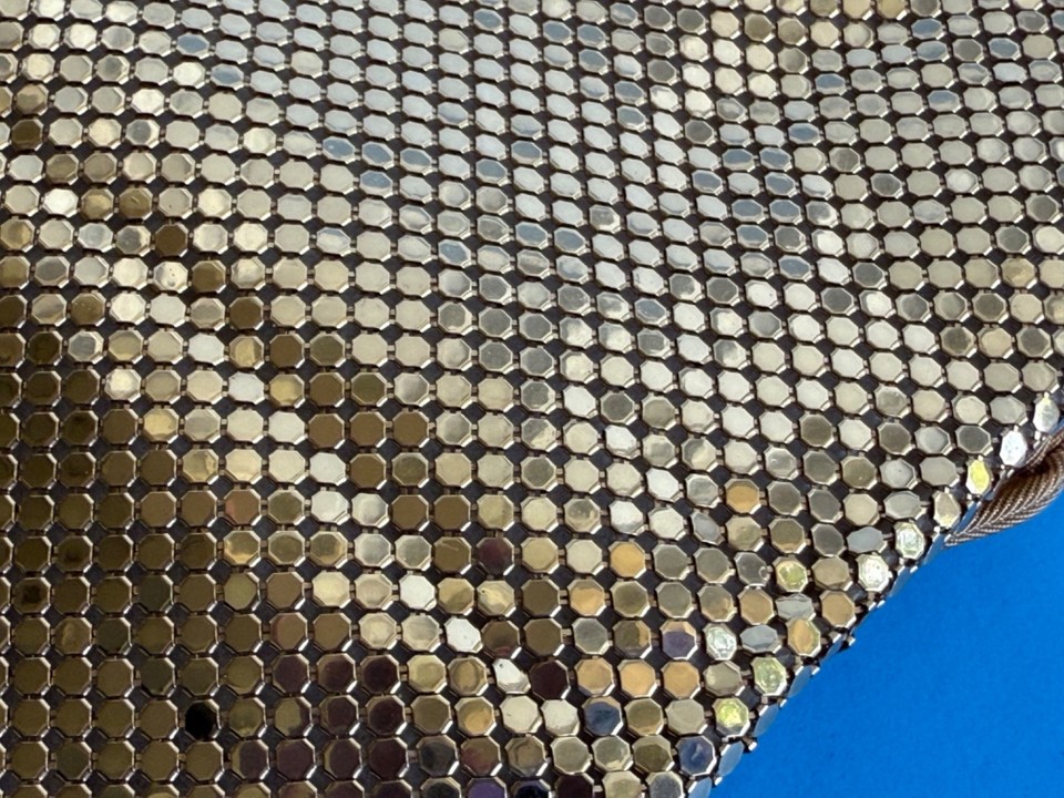 Vtg Whiting and Davis Gold Mesh Wallet Bifold Snap Pocket Evening Lame ...