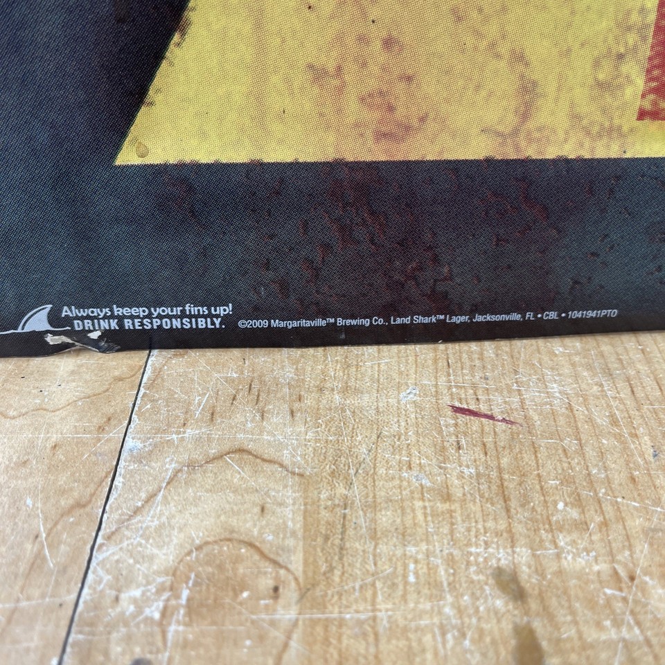 🔥 NOS Landshark “ Fins Up” Margaritaville Metal beer Tin Bar Mancave ...
