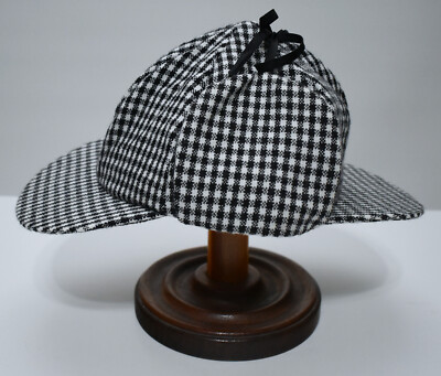 Sherlock Holmes Detective Hat Large Acrylic Black/White with Flaps ...