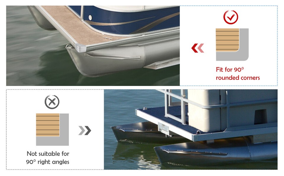 Pack of 2 Aluminum Boat Deck Corner Pontoon Corner Cap For 90° Rounded ...