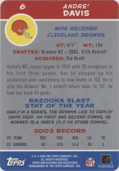 2004 Bazooka Andra Davis #6 for sale | eBay