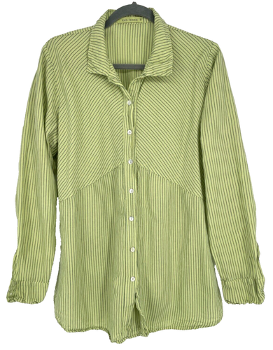 Cut Loose Womens Size M Linen Blend Pinstripe tunic shirt button down ...