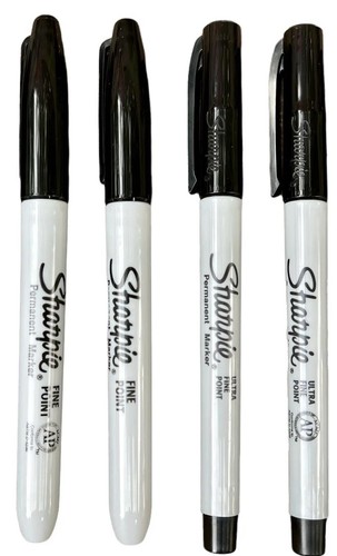 4 Sharpie Permanent Markers Combo 4 Pack - 2 Fine Point + 2 Ultra Fine ...