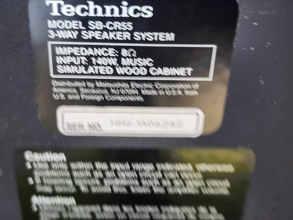 TECHNICS SB-CR55 home Stereo Speakers Very Nice - LOCAL PICKUP SAN JOSE ...
