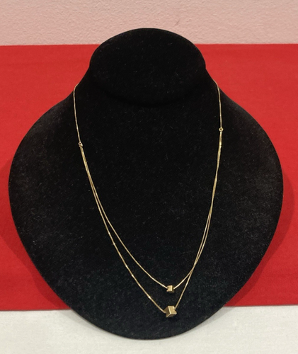 Vintage RL 14k Solid Yellow Gold Signed Layered Cube Pendant Box Chain ...