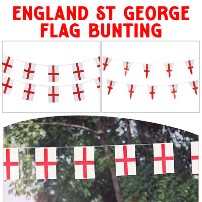 10M St George’s Cross England Bunting Flags Rectangle Triangle Pennants ...