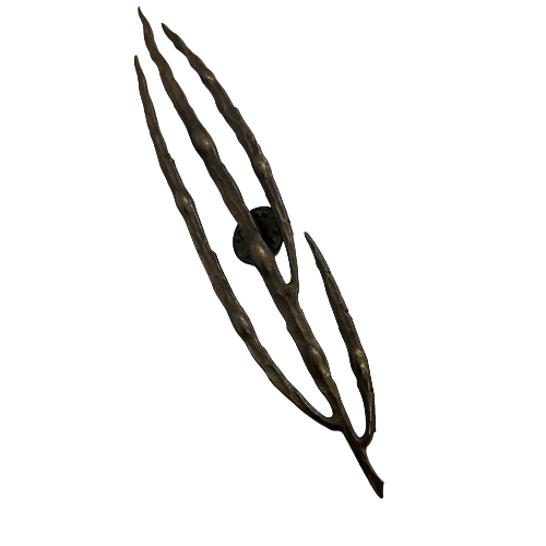 Vintage Brass Tone Forked Twig / Wheat Sprig / Plant Large Push Back ...