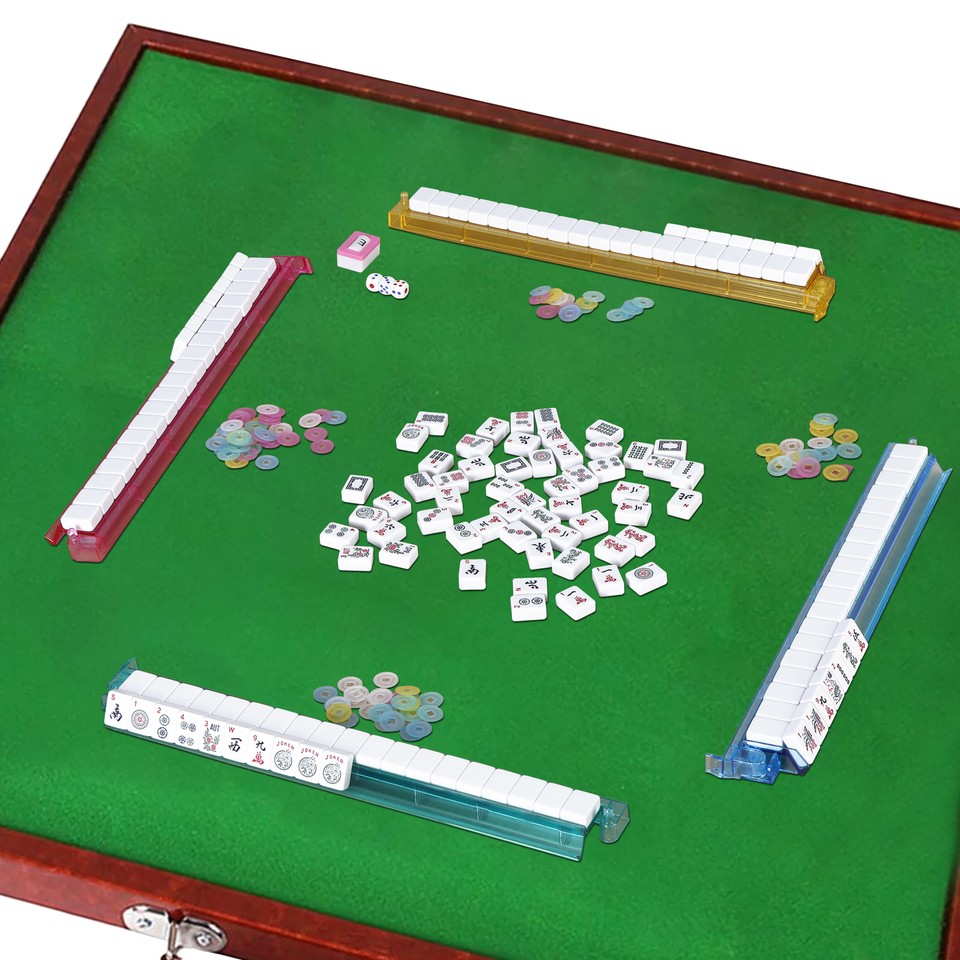 American Mahjong Set 166 Tiles 4 Colors Pushers/Racks Mahjong Set W ...