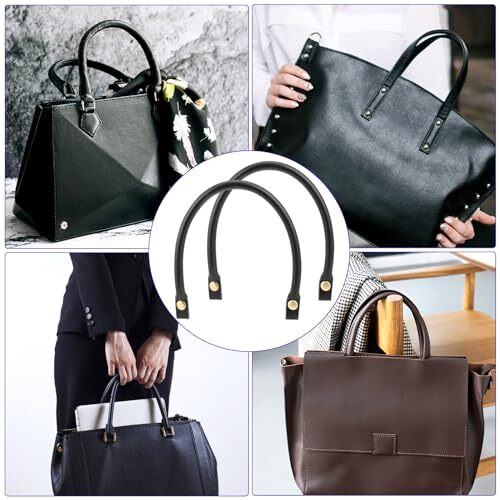 2 Pack Leather Purse Handles Replacement with Metal Button for Handbags ...