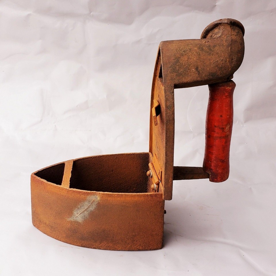 8" Vintage KAPUR Coal iron with Handle Rare Antique Iron with coal ...