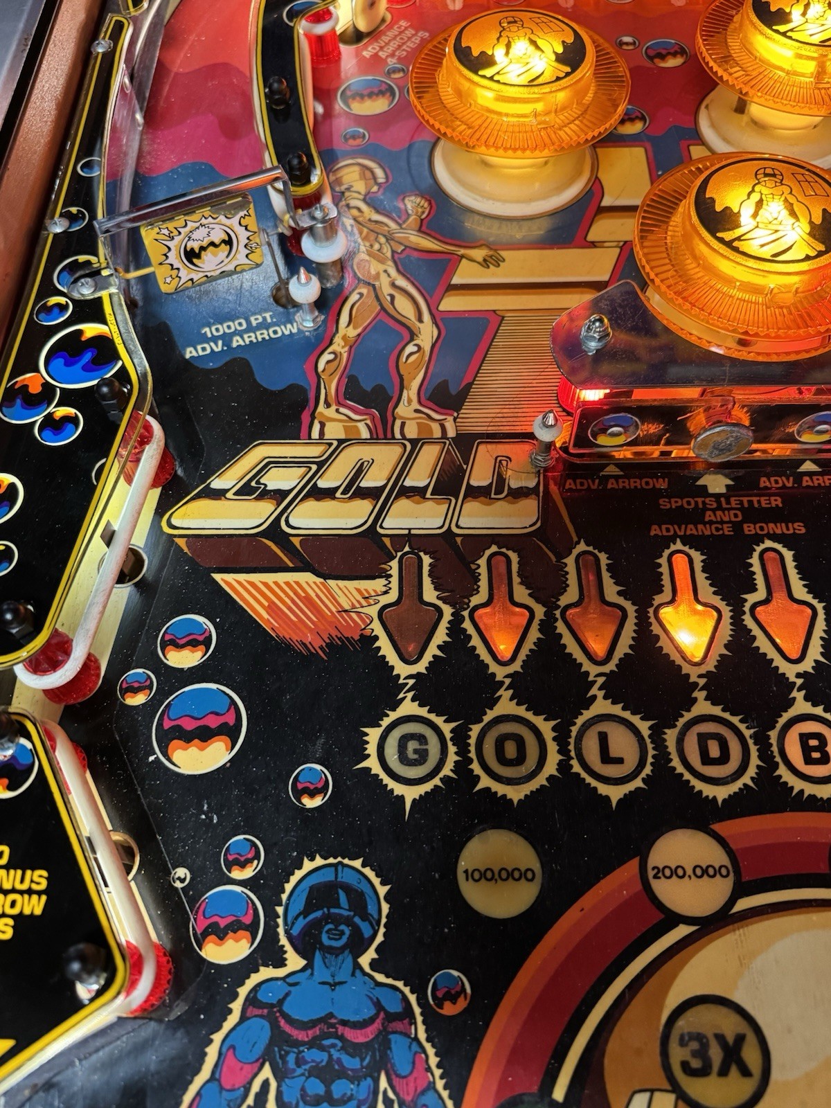 1983 BALLY GOLD BALL PINBALL MACHINE PROFESSIONAL TECHS FULL LEDS PLAYS ...