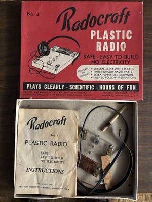 RADIOCRAFT #3 Antique crystal radio set W/box Crafton Waseca Minnesota ...