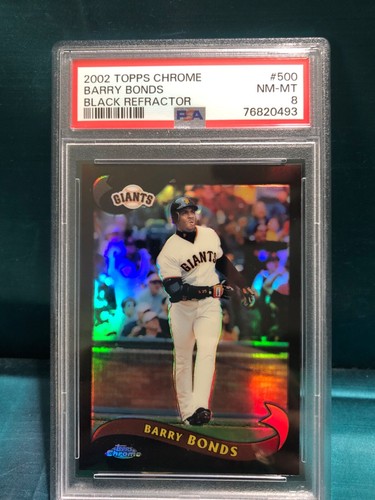 2002 Topps Chrome Black Refractor #500 Barry Bonds (41/50) PSA 8 POP 2 ...