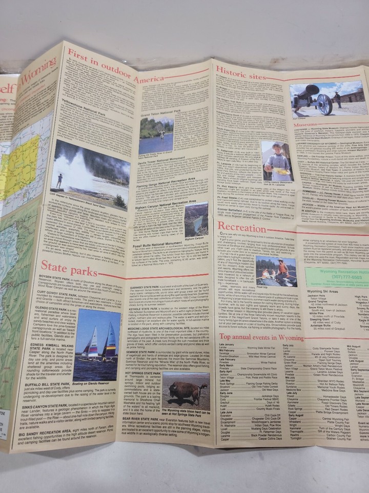 Wyoming State 1989 Foldable Highway Road Map Travel planning | eBay