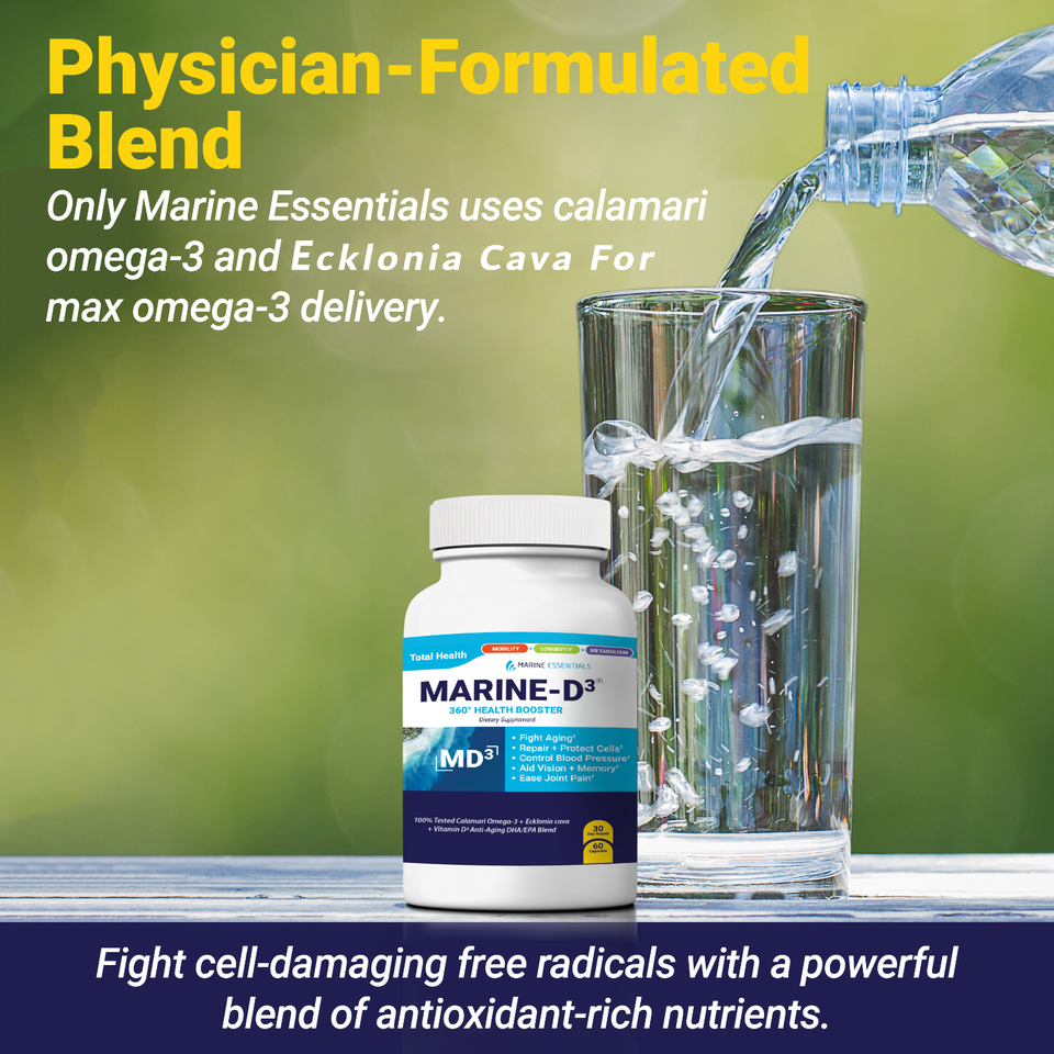 Marine Essentials | Marine-D3 | Anti-Aging | Omega-3 | 6 Bottles (360 ...