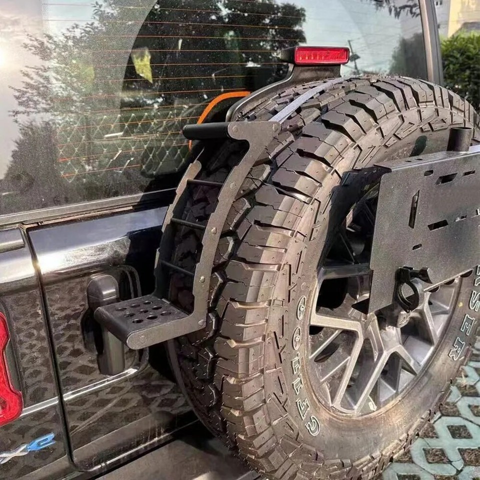 Universal Black Rear Spare Tire Wheel Ladder Access Step Roof Rack for ...