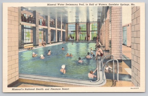 Mineral Water Swimming Pool Hall Excelsior Springs MO Linen Postcard ...