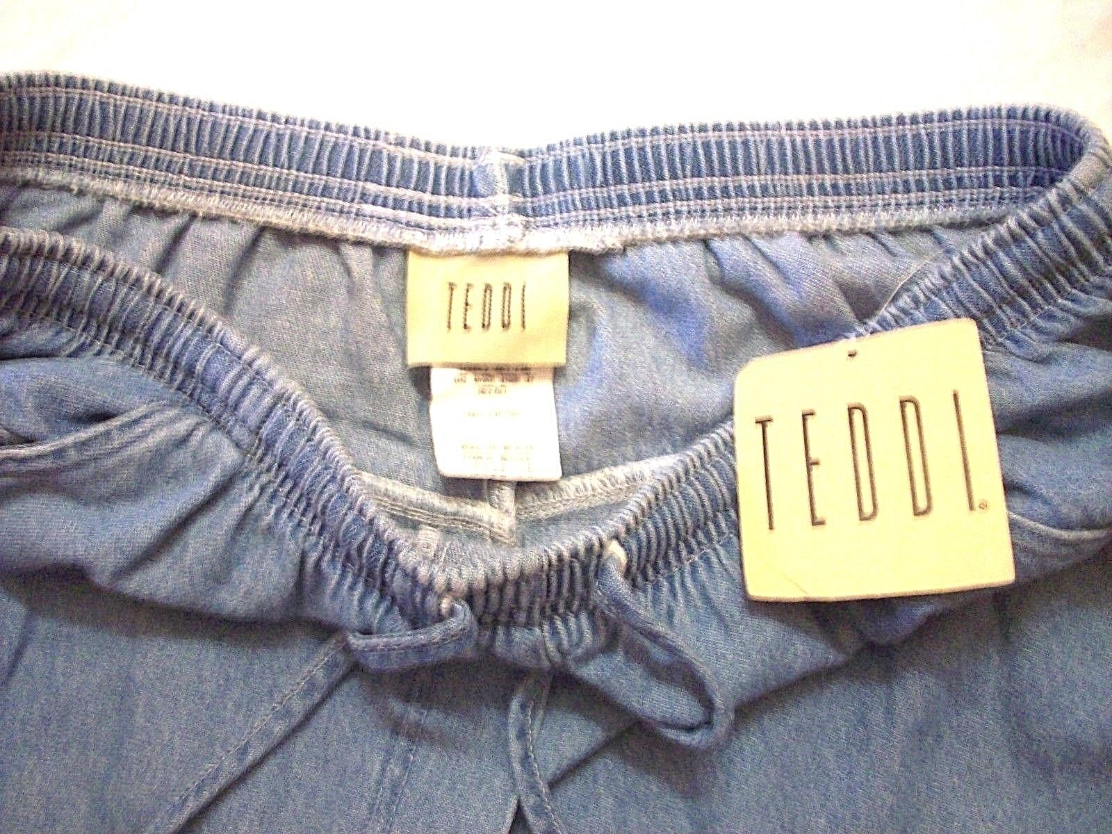 NWT Ladies 18 Soft Blue Cotton Denim Casual Pants Summer Elasticized ...