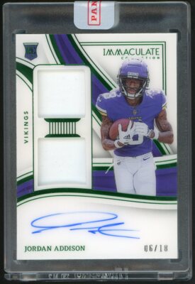 Jordan Addison 2023 Immaculate Green SP-JAD Rookie Patch Auto #06/18 ...