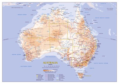 NEW Large detailed road map of Australia Poster Print or Canvas FREE ...