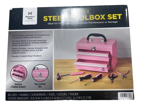 Steel Toolbox Set in Pink-6pc Complete Set-Members Mark-New item ...