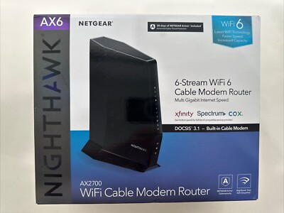 NETGEAR Nighthawk CAX30 AX2700 Wifi Modem Router Cable Gateway DOCSIS 3 ...